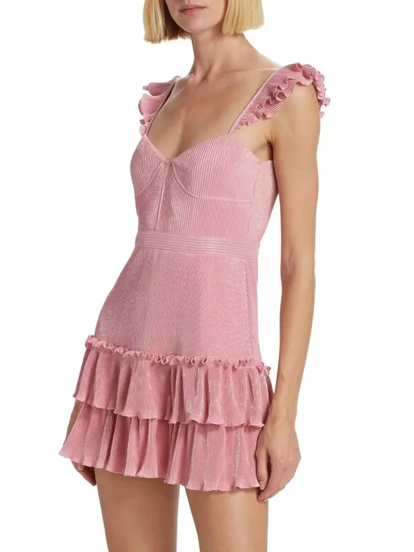 Saylor Lavenda Tiered Metallic Minidress