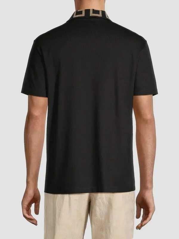 Versace Piquet Cotton Polo Shirt - Black