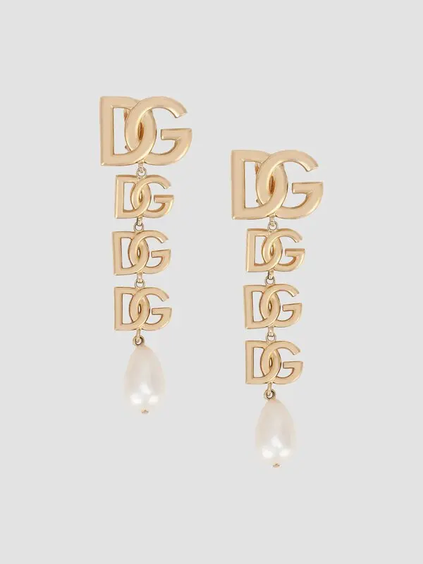 Dolce & Gabbana Goldtone & Imitation Pearl Monogram Clip-on Drop Earrings - Gold