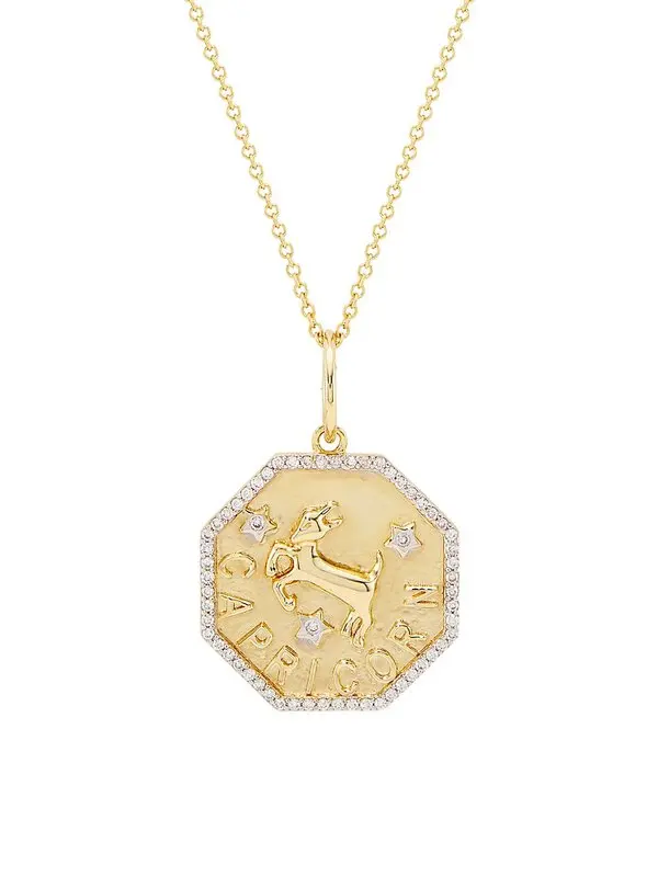 Saks Fifth Avenue Collection 14k Yellow Gold & 0.2 Tcw Diamond Zodiac Pendant Necklace - Capricorn