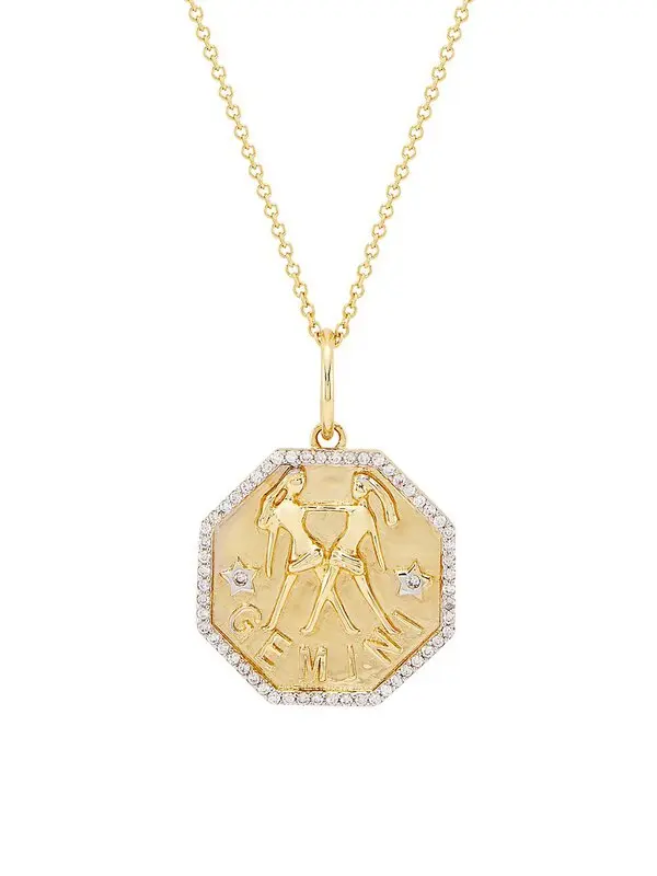 Saks Fifth Avenue Collection 14k Yellow Gold & 0.2 Tcw Diamond Zodiac Pendant Necklace - Gemini