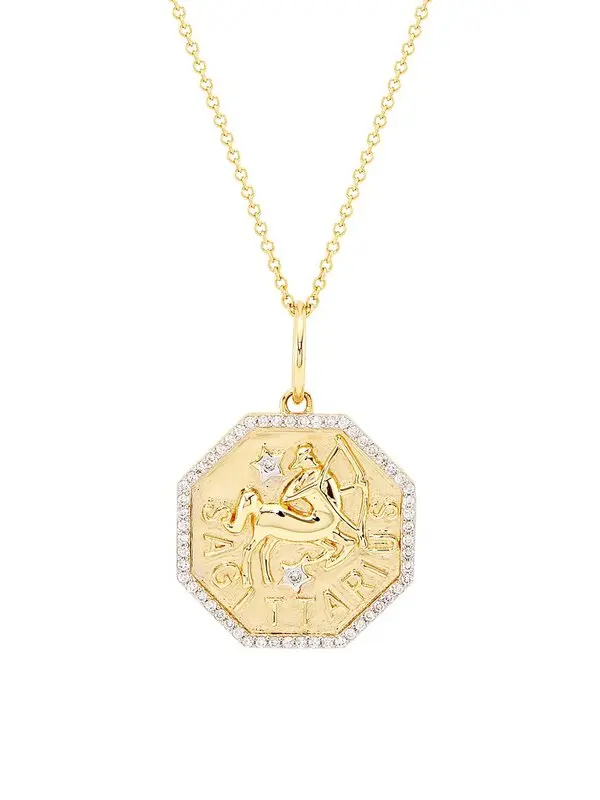 Saks Fifth Avenue Collection 14k Yellow Gold & 0.2 Tcw Diamond Zodiac Pendant Necklace - Sagittarius