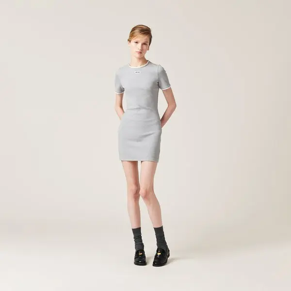 Miu Miu Cotton Mini-Dress - Grey | Editorialist