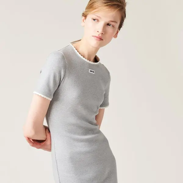 Miu Miu Cotton Mini-Dress - Grey | Editorialist