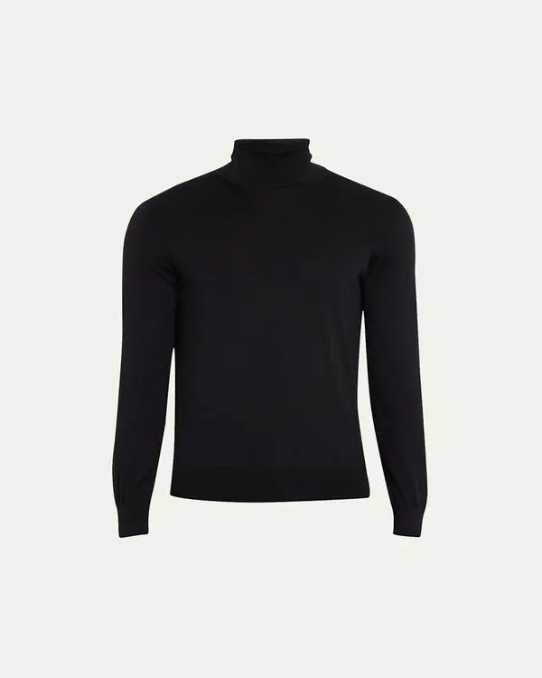 Zegna Cashmere-silk Turtleneck Sweater - Black Solid