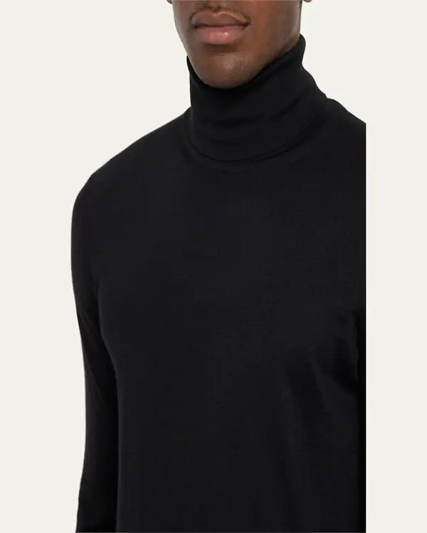 Zegna Cashmere-silk Turtleneck Sweater - Black Solid