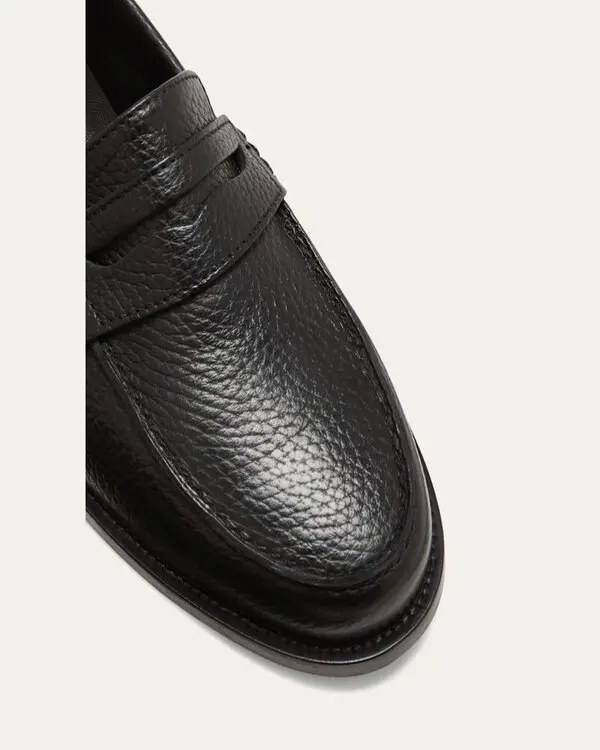 Manolo Blahnik Perrita Leather Penny Loafers - Black