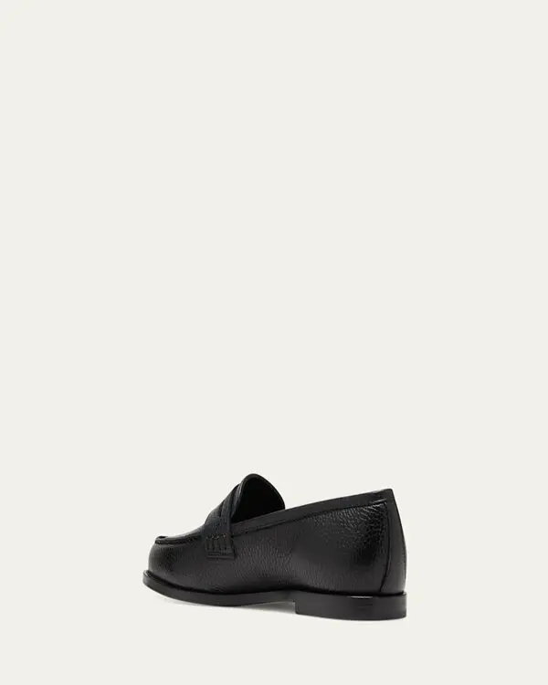Manolo Blahnik Perrita Leather Penny Loafers - Black