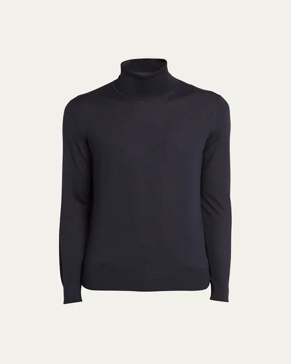 Zegna Cashseta Cashmere-silk Turtleneck Sweater - Navy Solid