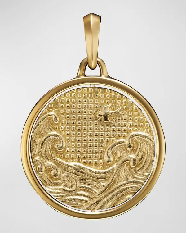 David Yurman Duality 18k Gold Pendant, 30mm - Water & Fire