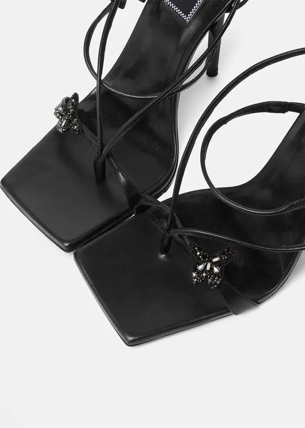 Versace Crystal Butterflies Metallic Sandals