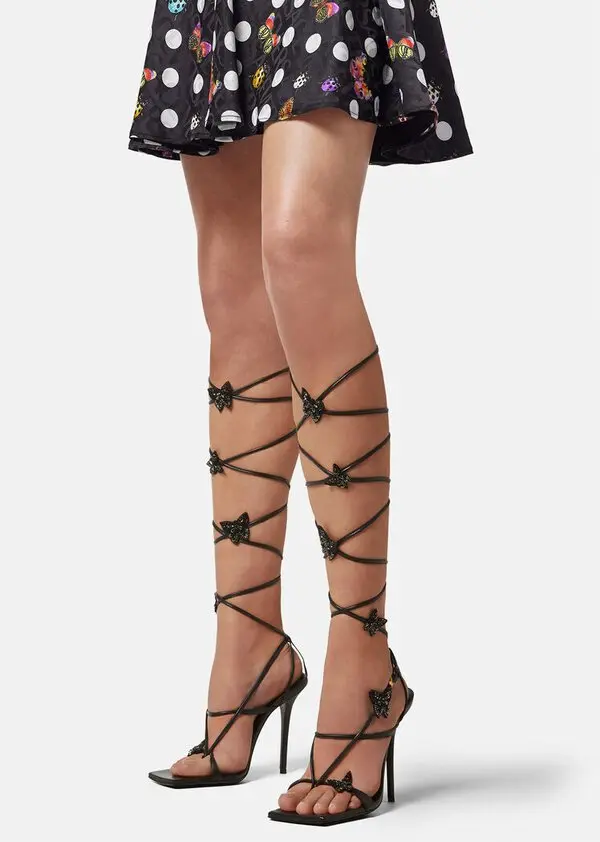 Versace Crystal Butterflies Metallic Sandals