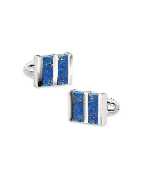 LINK UP Lapis Inlay Rhodium Plated Cufflinks - Blue