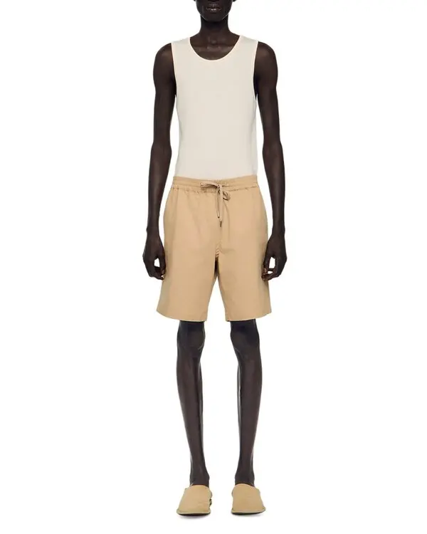 Sandro Regular Fit Cotton-blend Shorts - Beige