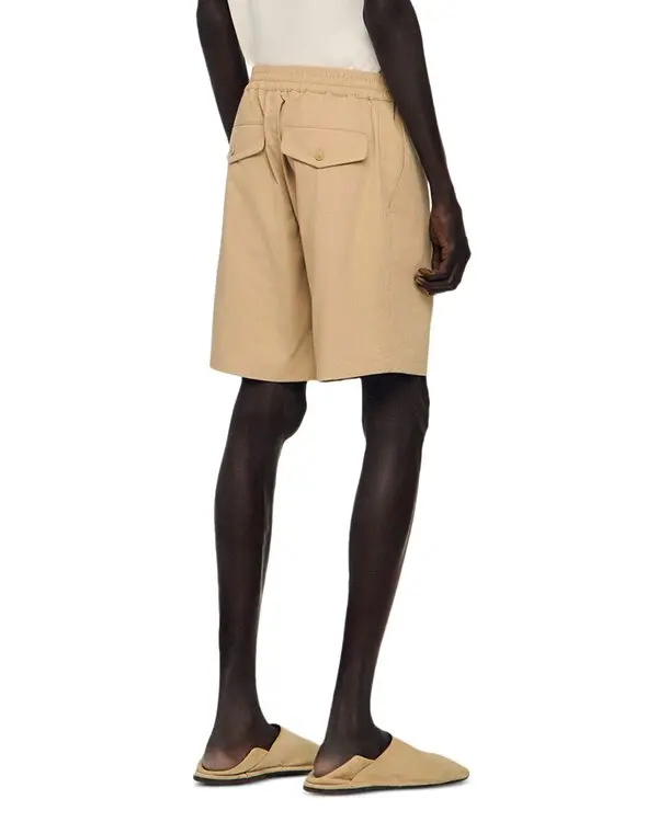 Sandro Regular Fit Cotton-blend Shorts - Beige