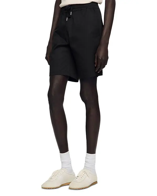 Sandro Regular Fit Cotton-blend Shorts - Black