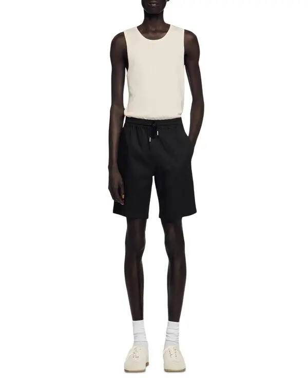 Sandro Regular Fit Cotton-blend Shorts - Black