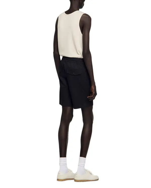 Sandro Regular Fit Cotton-blend Shorts - Black
