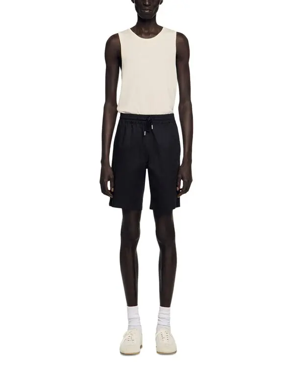 Sandro Regular Fit Cotton-blend Shorts - Black