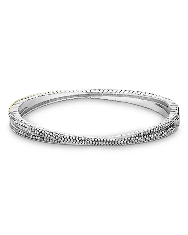 Lagos Sterling And 18k Yellow Gold Diamond Bangle Bracelet - Silver