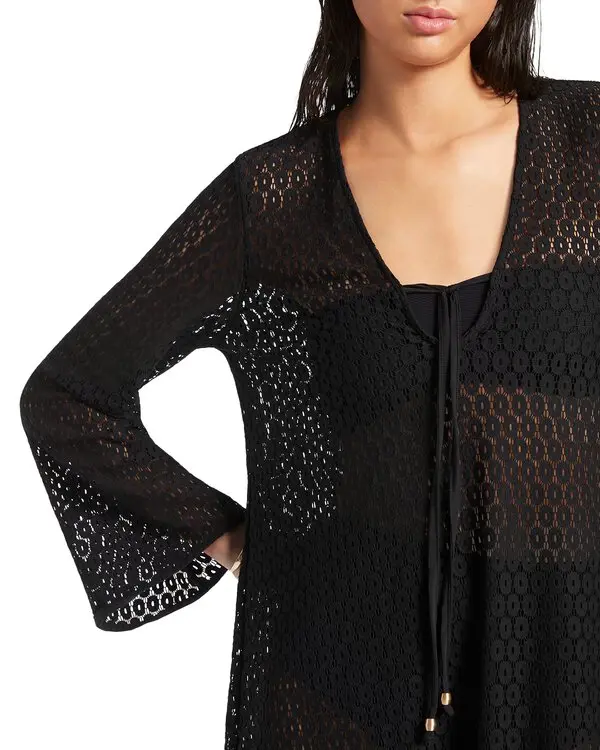 JETS Stretch Lace Kaftan Cover-up - Black