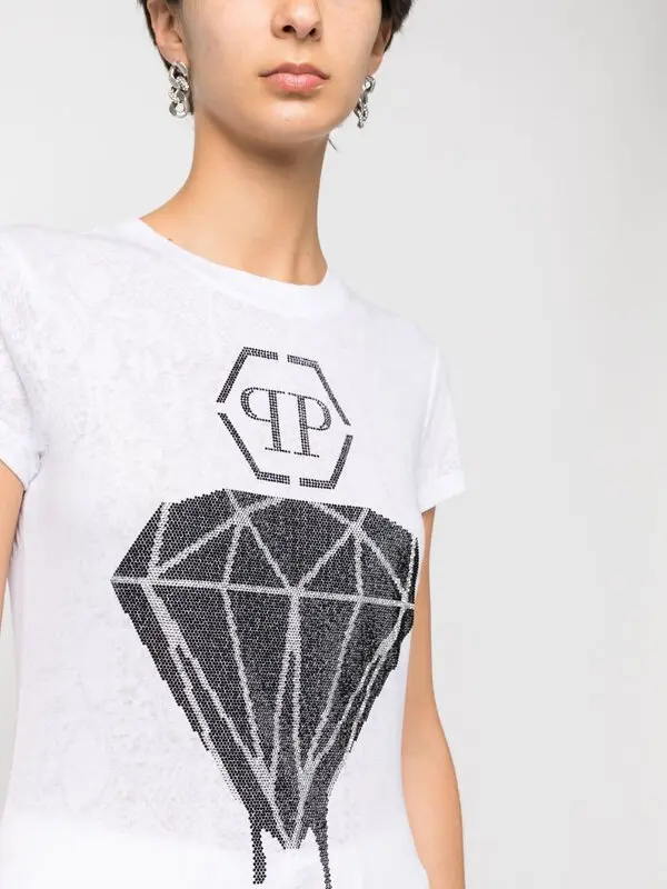 Philipp Plein Snakeskin-print Cotton T-shirt - White