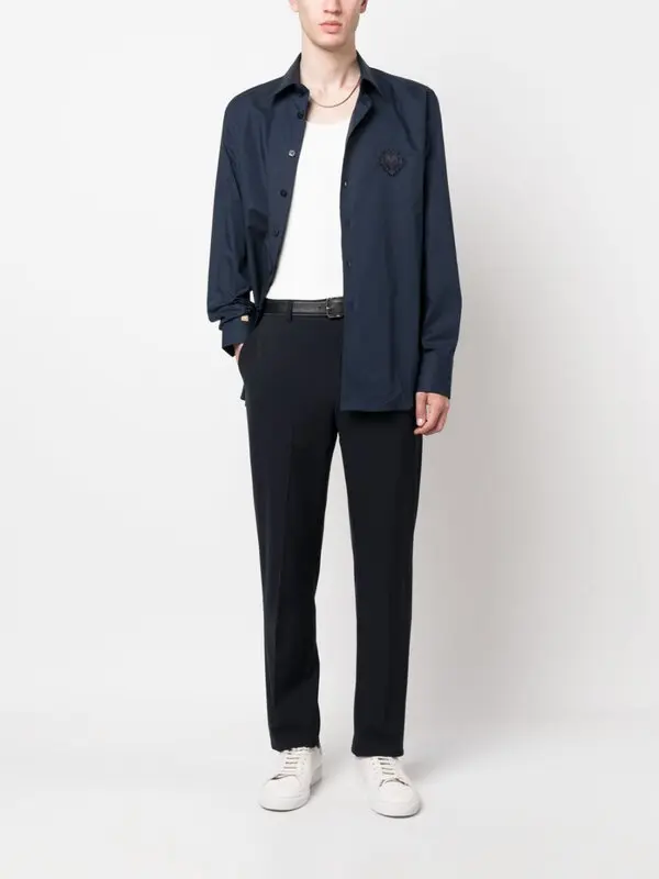 BILLIONAIRE Embroidered-motif Long-sleeve Shirt - Blue