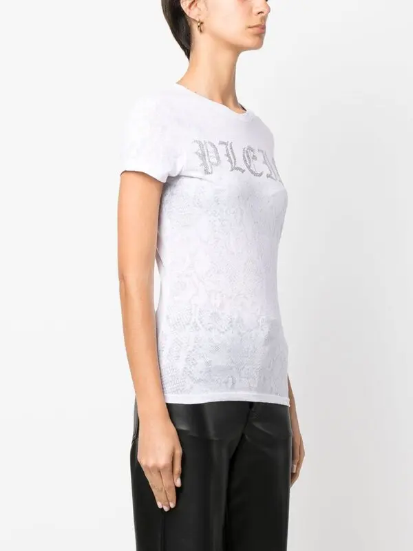 Philipp Plein Rhinestone Logo T-shirt - White