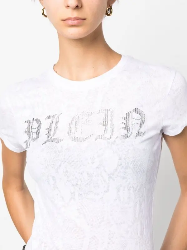 Philipp Plein Rhinestone Logo T-shirt - White