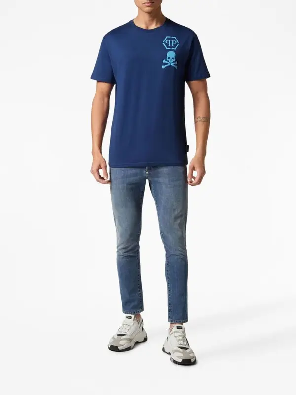 Philipp Plein Logo-print Cotton T-shirt - Blue