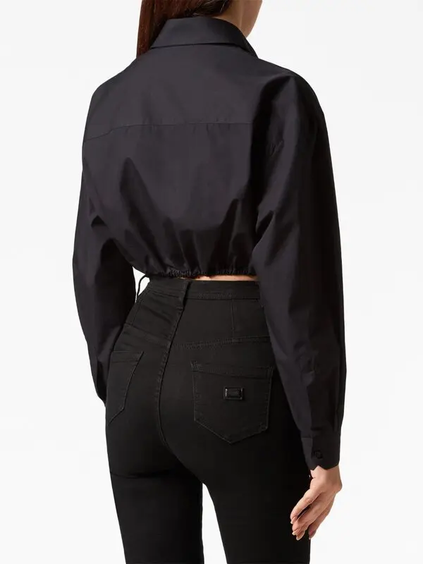 Philipp Plein Ruffled Cropped Shirt - Black