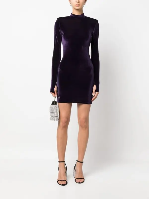 Philipp Plein Logo-plaque Velvet Mini Dress
