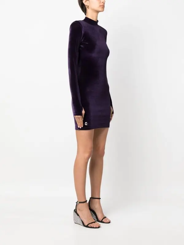 Philipp Plein Logo-plaque Velvet Mini Dress