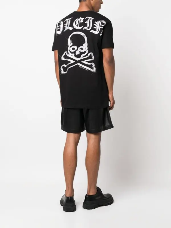 Philipp Plein Skull&bones-print Cotton T-shirt - Black