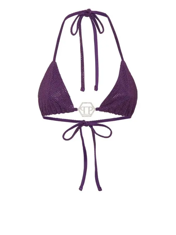 Philipp Plein Stones Bikini Top - Purple