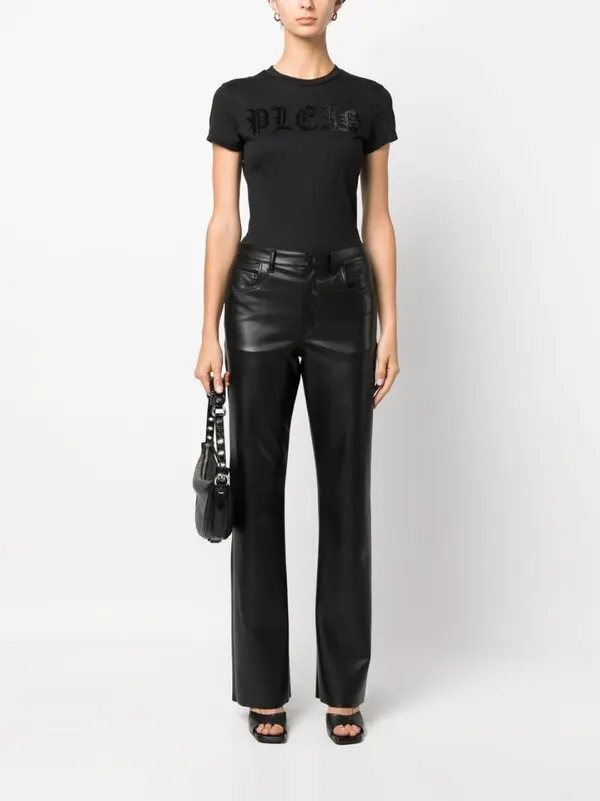 Philipp Plein Rhinestone-logo Snake-print T-shirt - Black