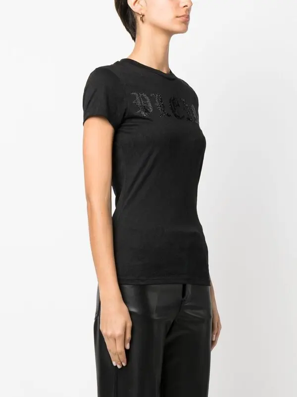 Philipp Plein Rhinestone-logo Snake-print T-shirt - Black