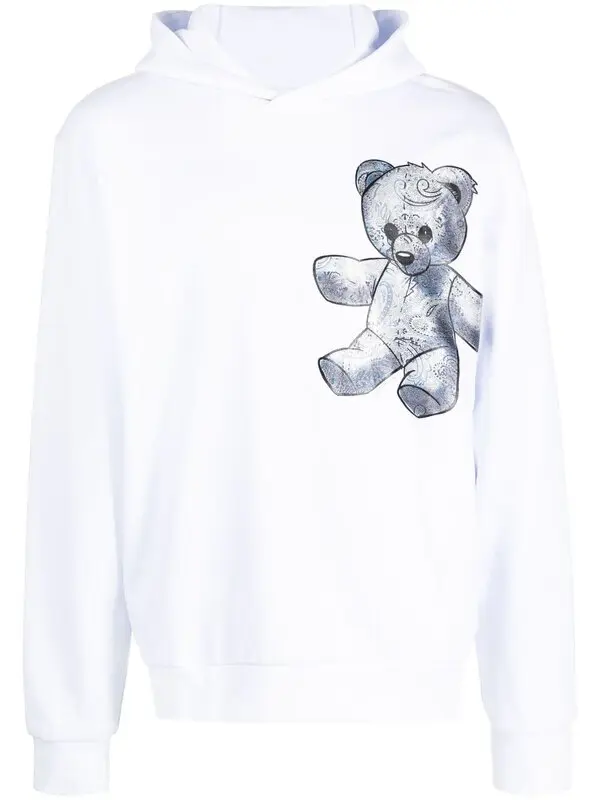 Philipp Plein Paisley Teddy Bear Hoodie - White