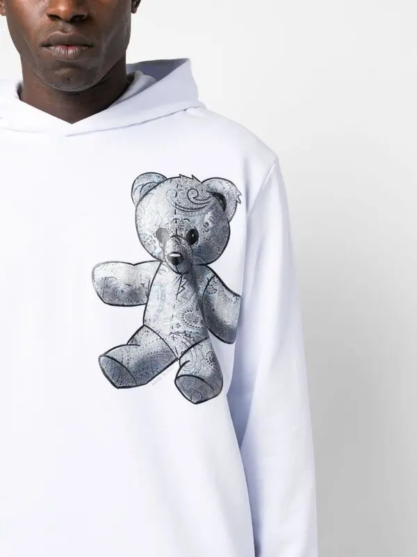 Philipp Plein Paisley Teddy Bear Hoodie - White