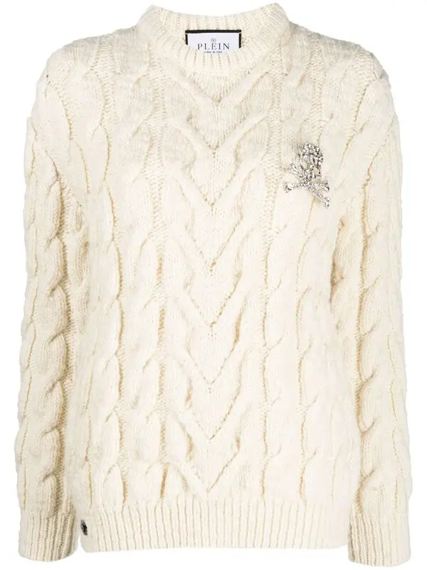 Philipp Plein Cable-knit Jumper - White