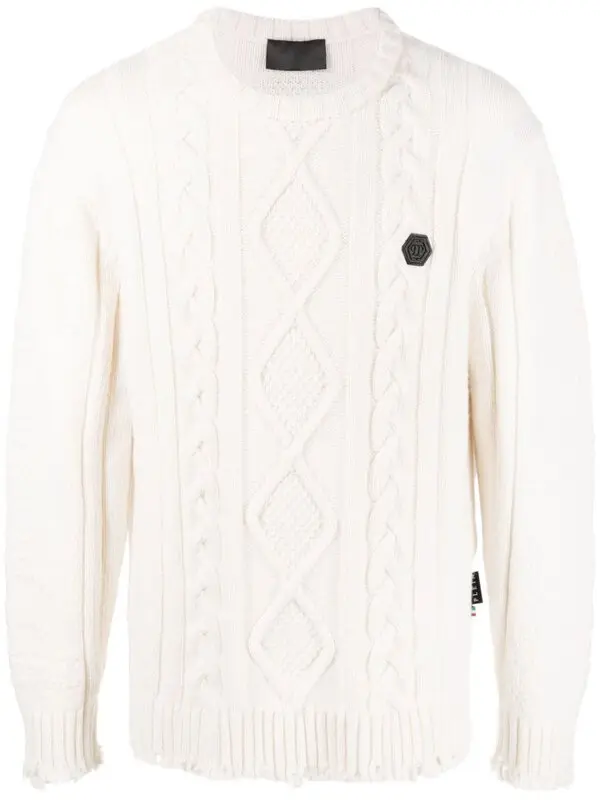 Philipp Plein Cable-knit Jumper - White