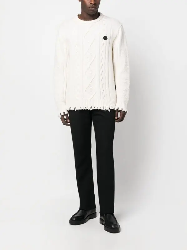 Philipp Plein Cable-knit Jumper - White
