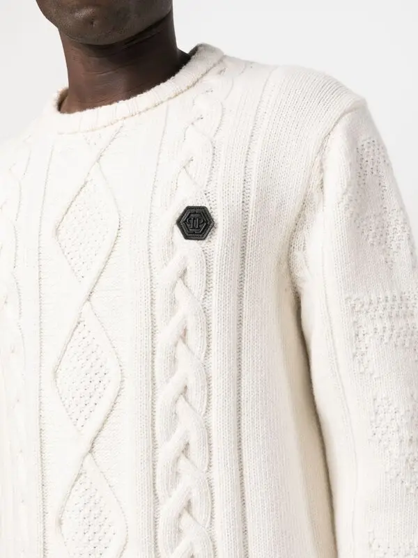 Philipp Plein Cable-knit Jumper - White