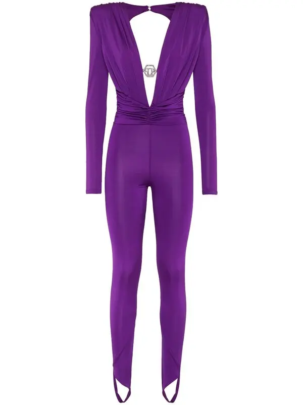Philipp Plein Shoulder Padded Jumpsuit - Purple