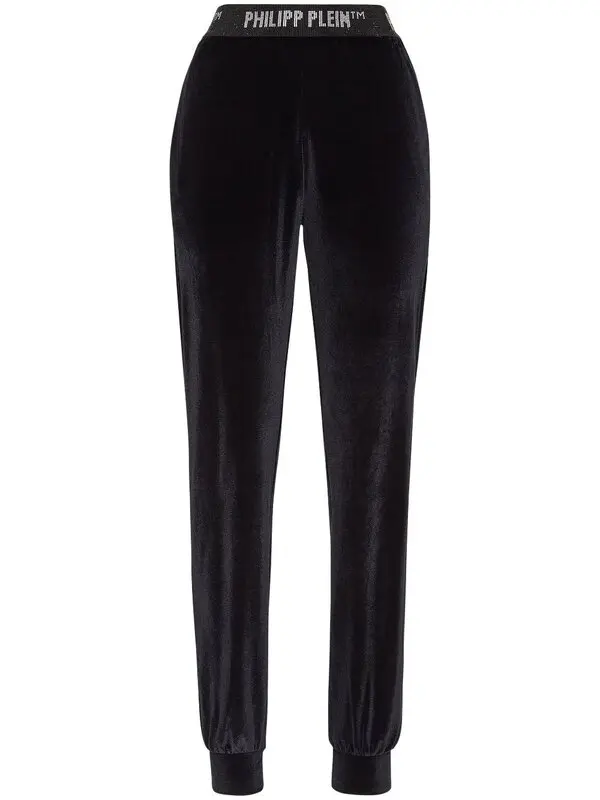Philipp Plein Logo-waistband Velvet Track Pants