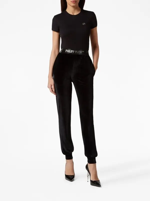 Philipp Plein Logo-waistband Velvet Track Pants