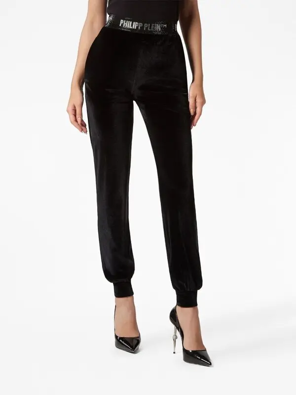 Philipp Plein Logo-waistband Velvet Track Pants