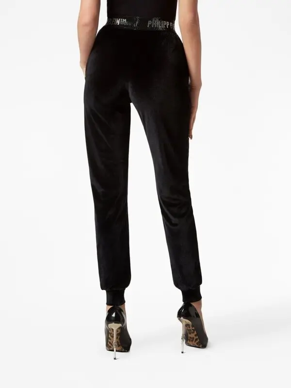 Philipp Plein Logo-waistband Velvet Track Pants