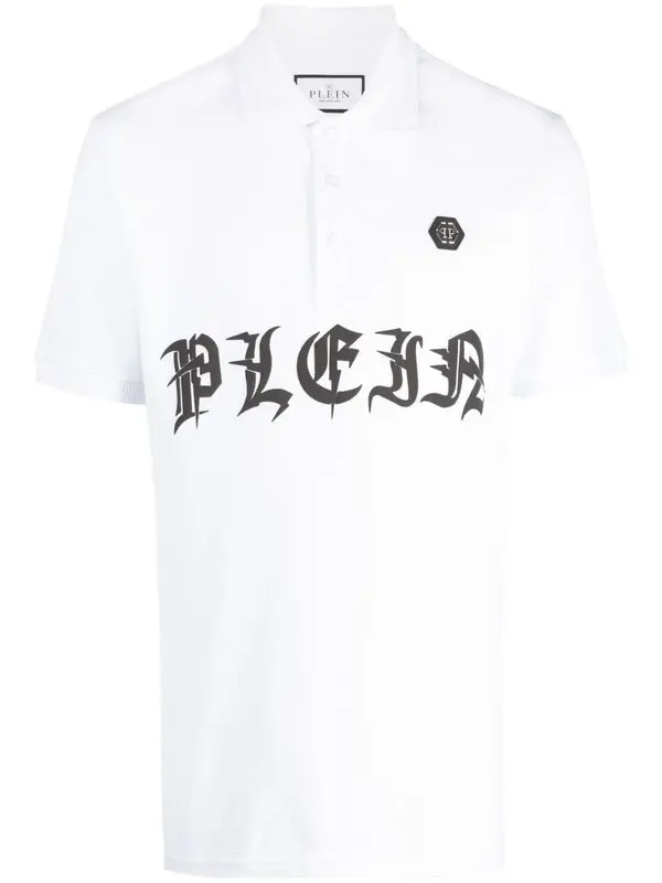 Philipp Plein Gothic Plein Logo-print Polo Shirt - White