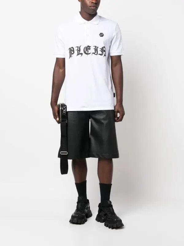 Philipp Plein Gothic Plein Logo-print Polo Shirt - White